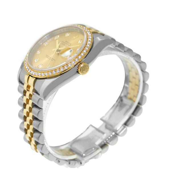 Rolex Datejust Yellow Gold & Steel Diamond Dial Diamond Bezel 116243 ...