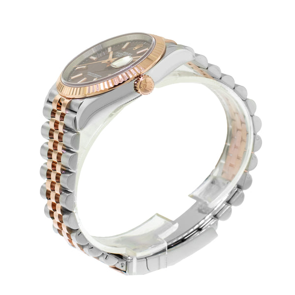 Rolex Datejust 36mm Everose Gold & Steel Chocolate Index Dial Fluted ...
